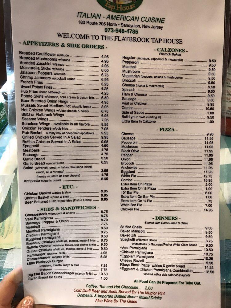 Menu at Flatbrook Tap House pub & bar, Frankford