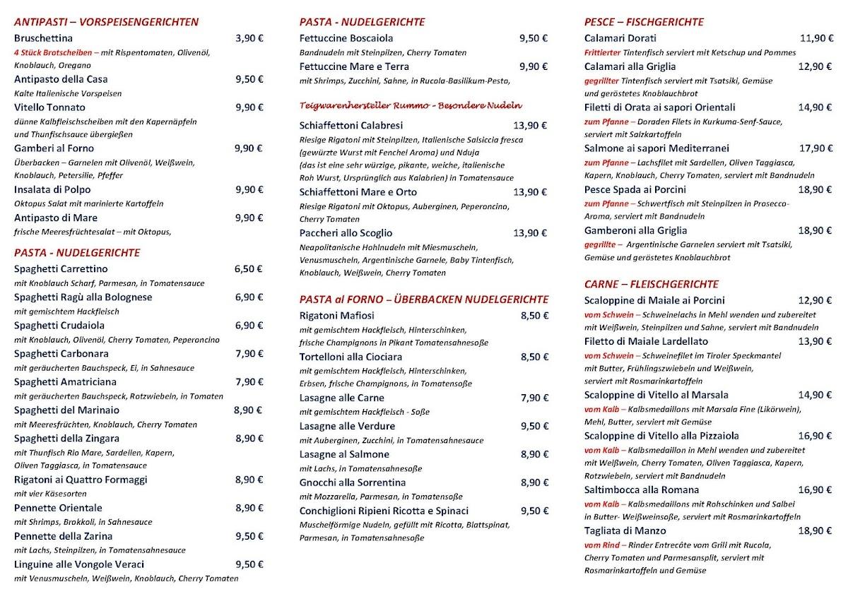 Speisekarte von La Trattoria Aindling restaurant, Aindling