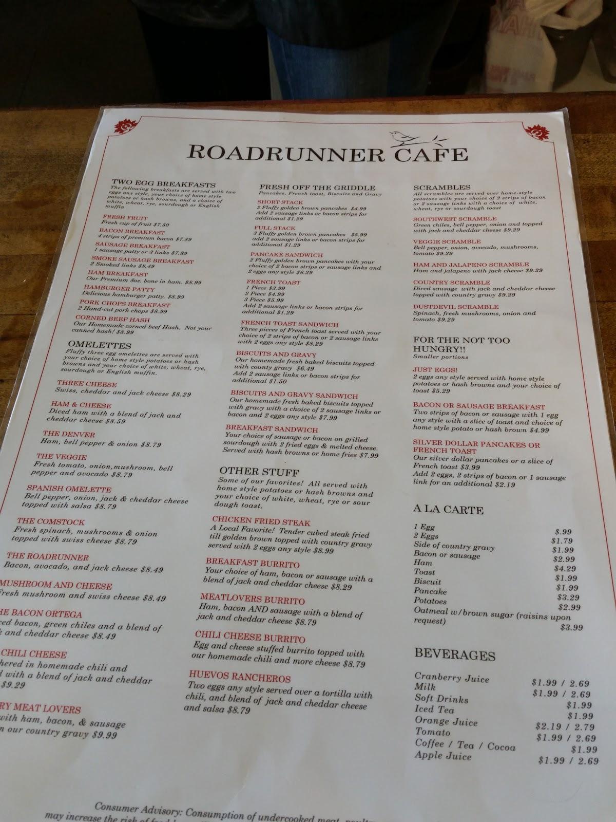 Carta de Roadrunner Cafe, Dayton