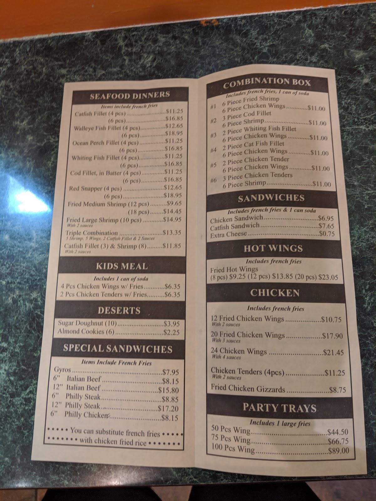 Menu at Wings & Seafood To Go restaurant, Minneapolis