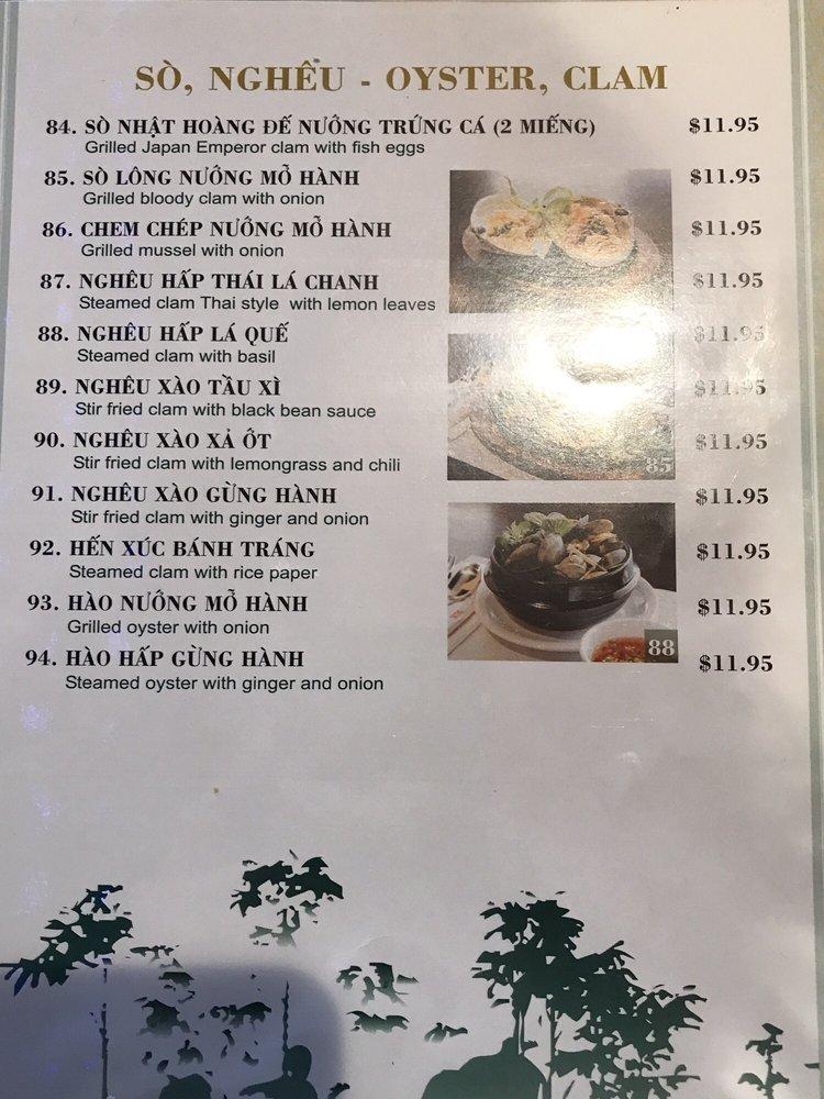 Menu at Dong Que Restaurant, San Jose