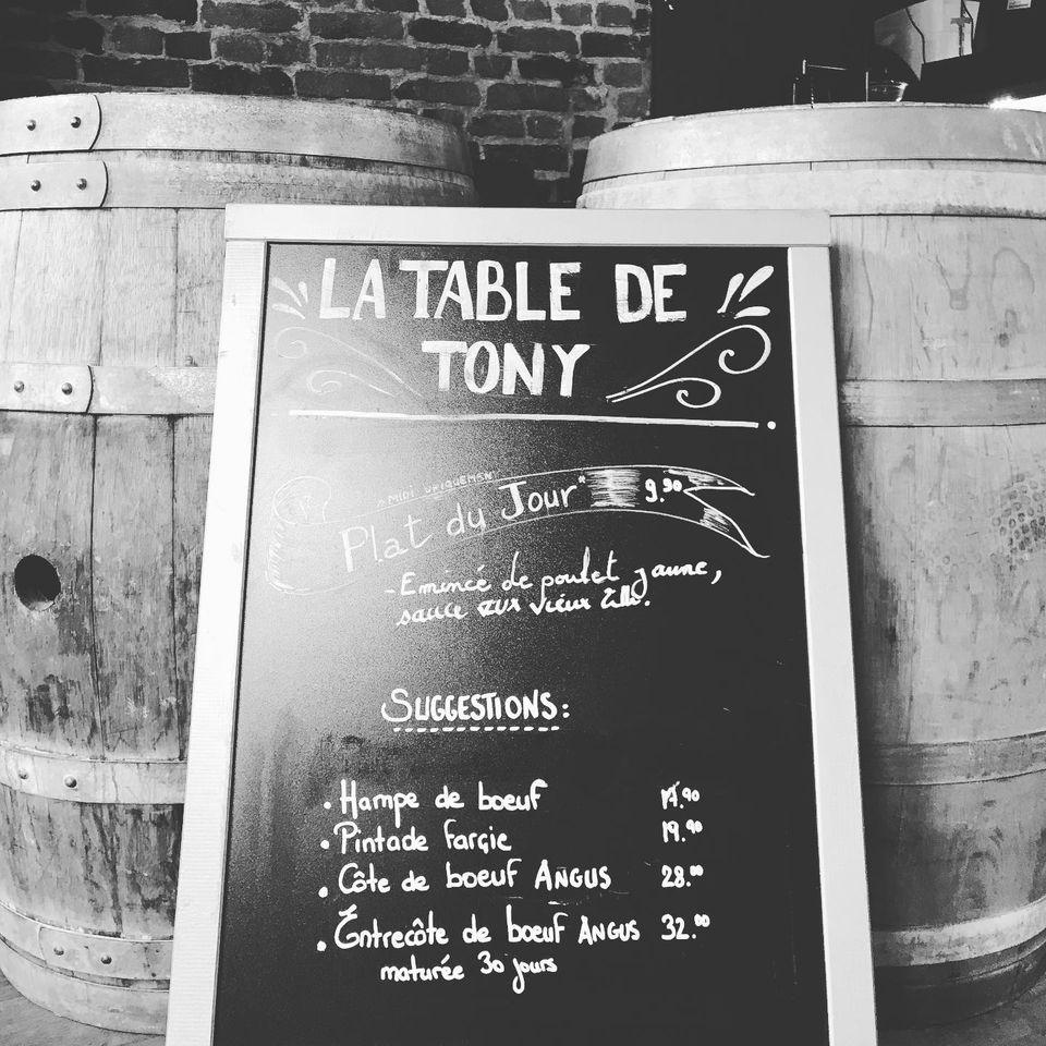 Menu at La Table de Tony restaurant, Lille