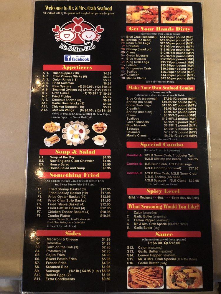 Menu at Mr. & Mrs. Crab - Brandon pub & bar, Brandon