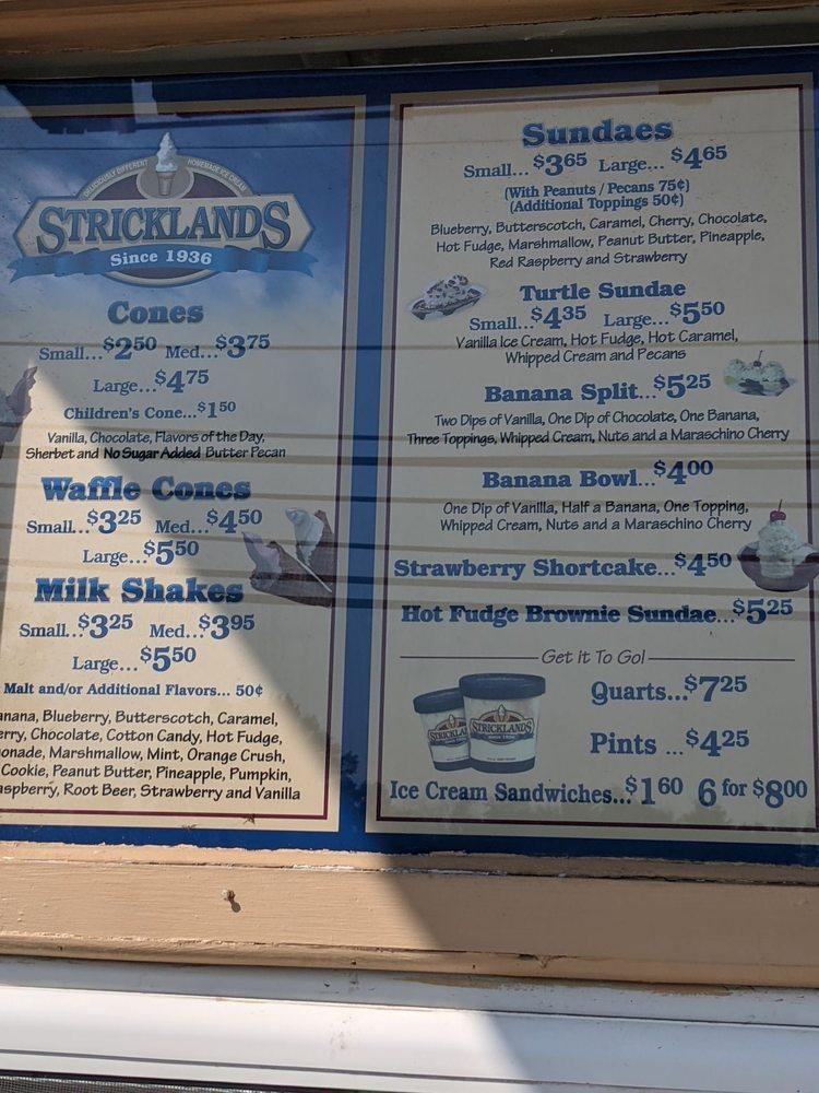 Menu at Strickland's of Streetsboro cafe, Streetsboro, State Route 14