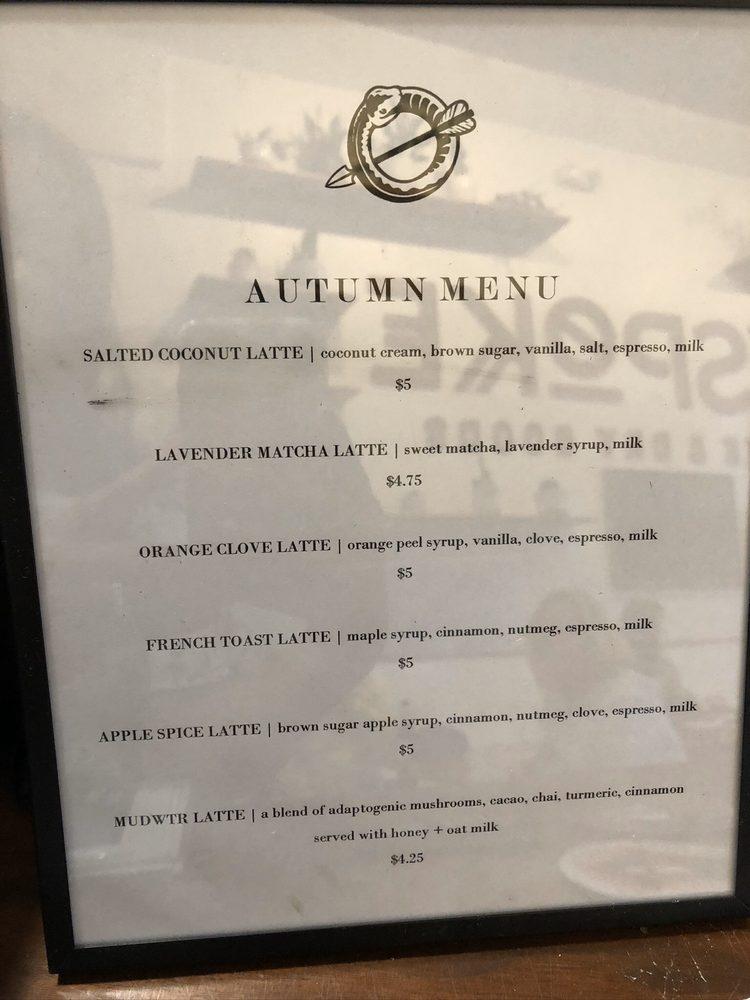 Menu at Bespoke Coffee & Dry Goods cafe, Wilmington