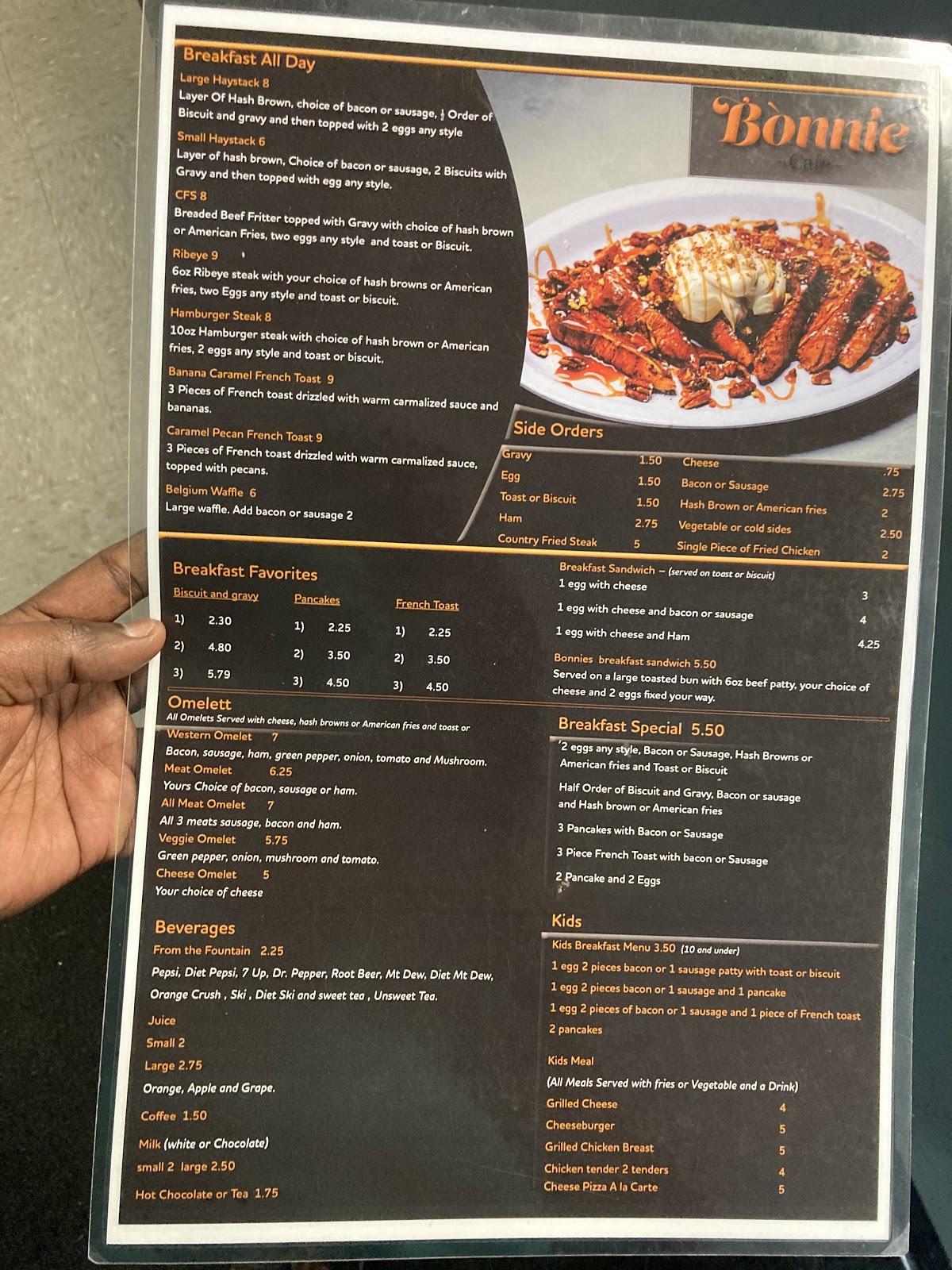 Menu at Bonnie Cafe, Nashville