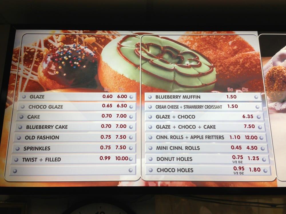 Menu at Kay's Donuts restaurant, Springtown