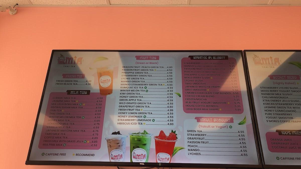 Menu at Mia Thai Tea pub & bar, Pearland
