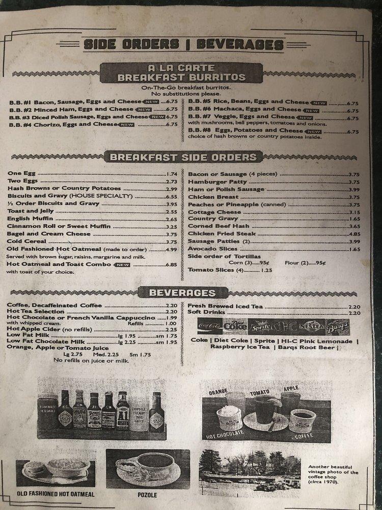 Menu at Old Country Coffee Shop restaurant, Running Springs
