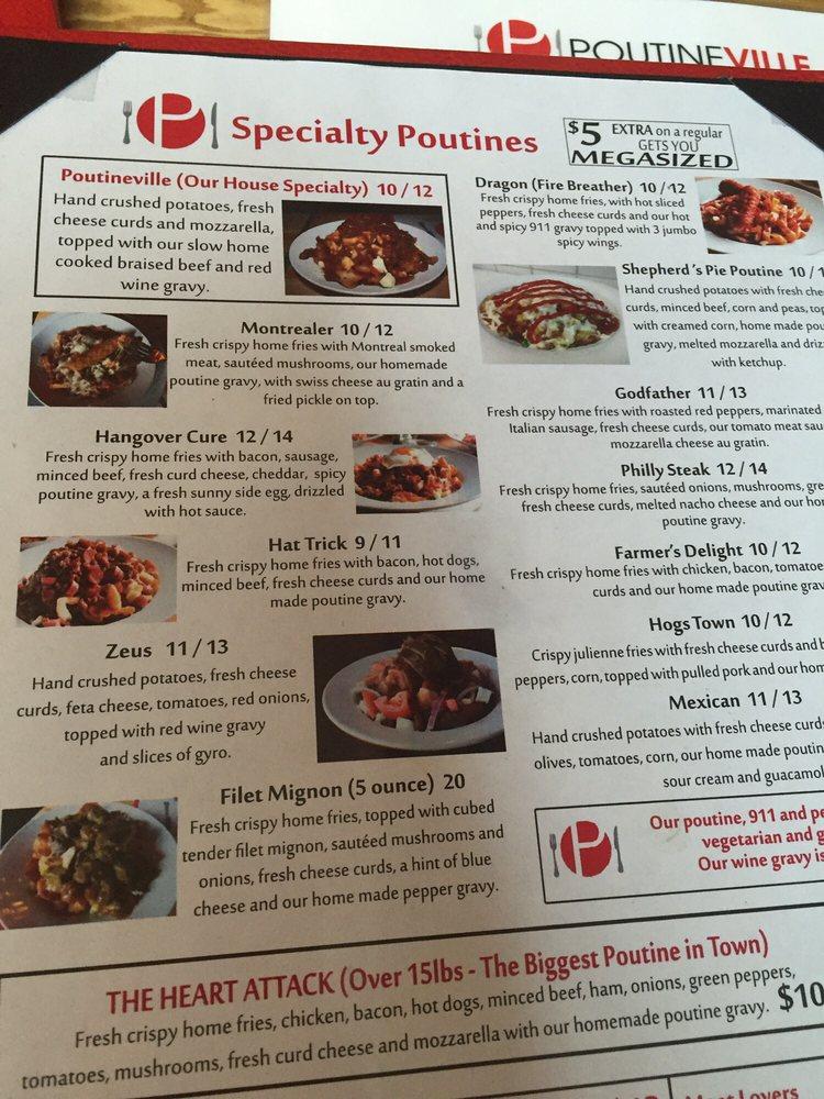 Menu at Poutineville restaurant, Québec City
