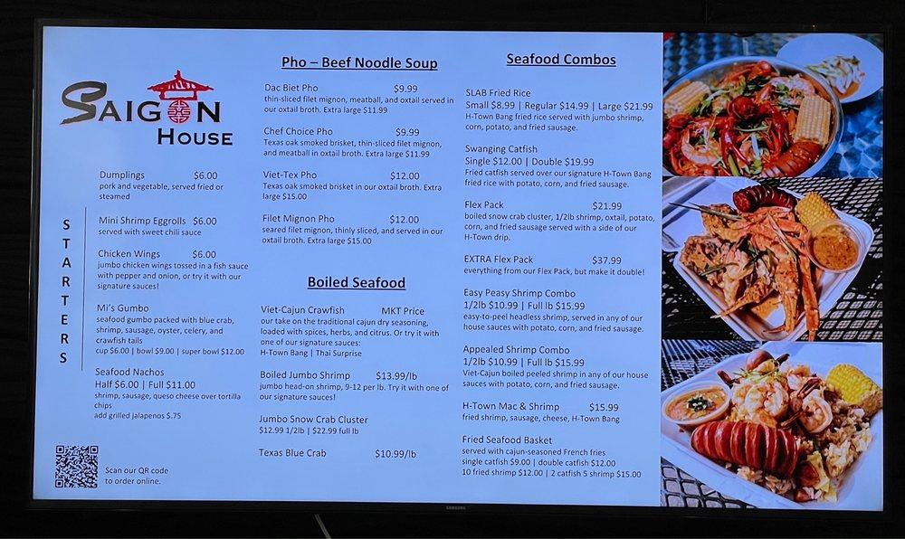 Menu at Saigon House FM 1960 restaurant, Houston, Cypress Creek Pkwy ...