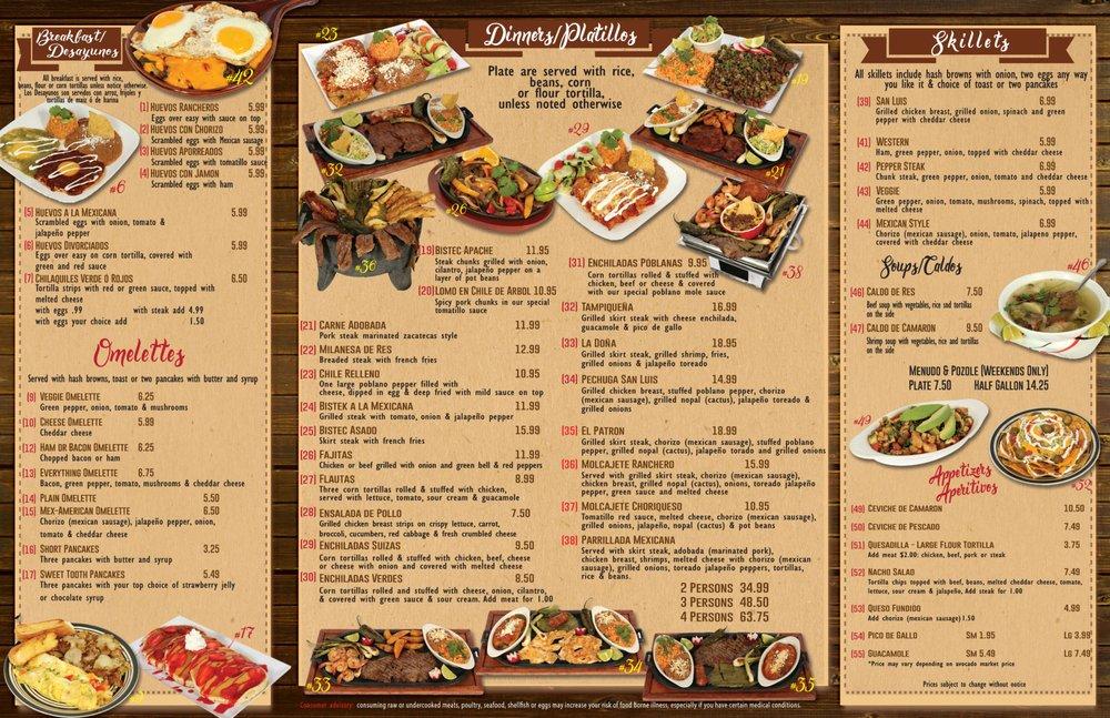 Menu at San Luis restaurant, Whiting