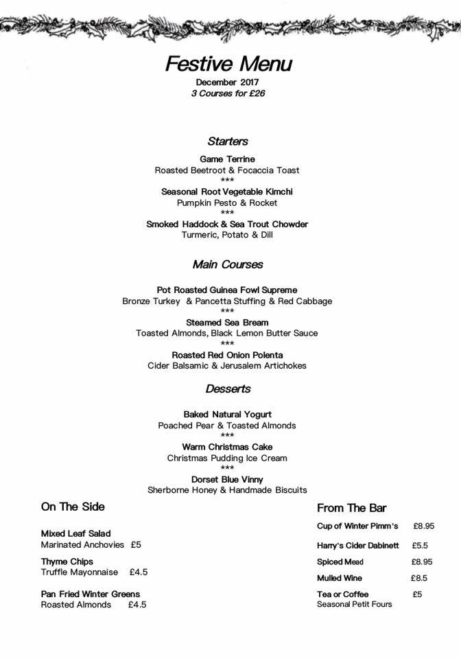 Menu at The Green restaurant, Sherborne