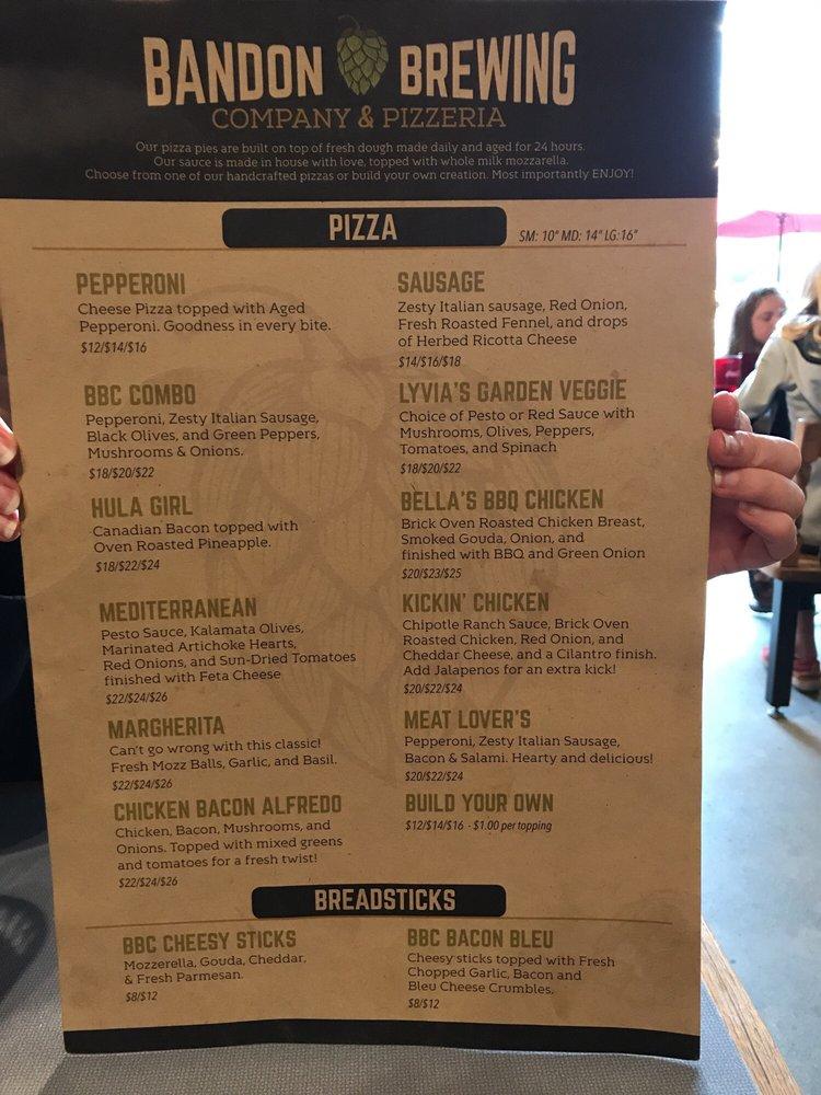 Menu at Bandon Brewing Company pizzeria, Bandon