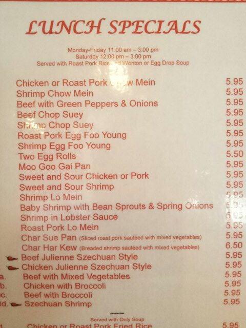 Menu at Little China Restaurant, Middle River