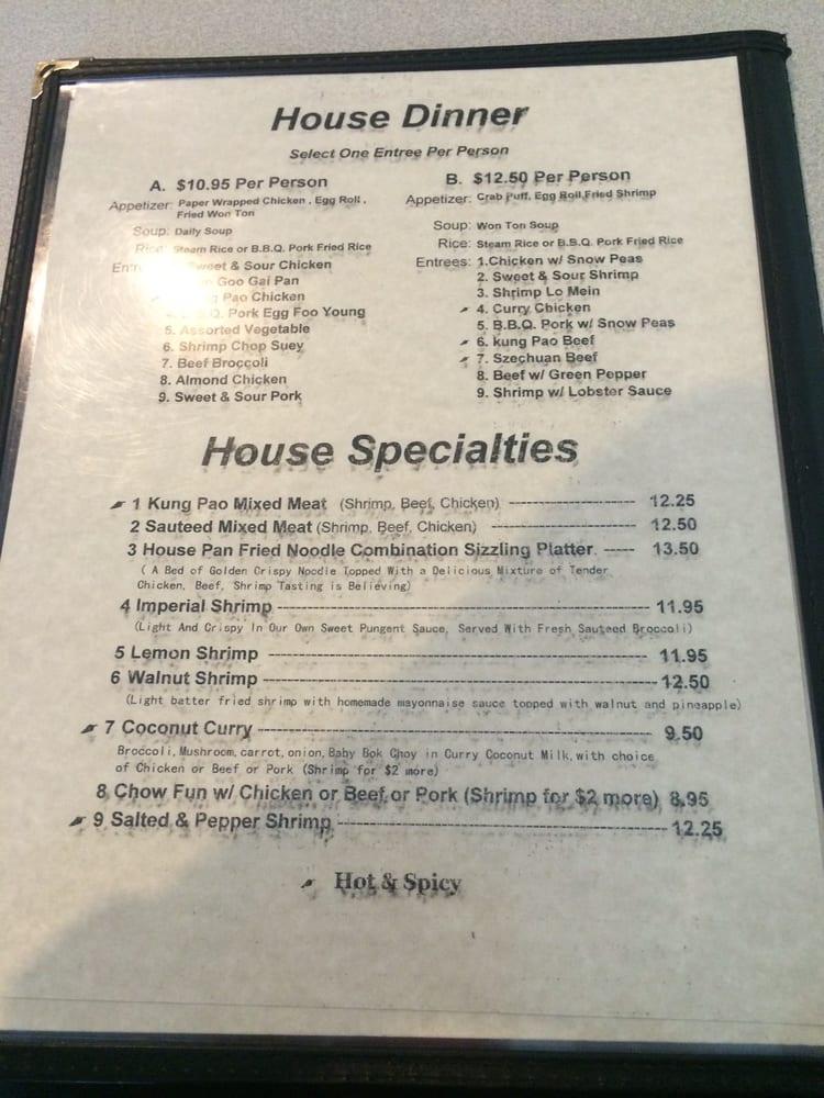 Menu at Mulan Chinese Restaurant, Indio