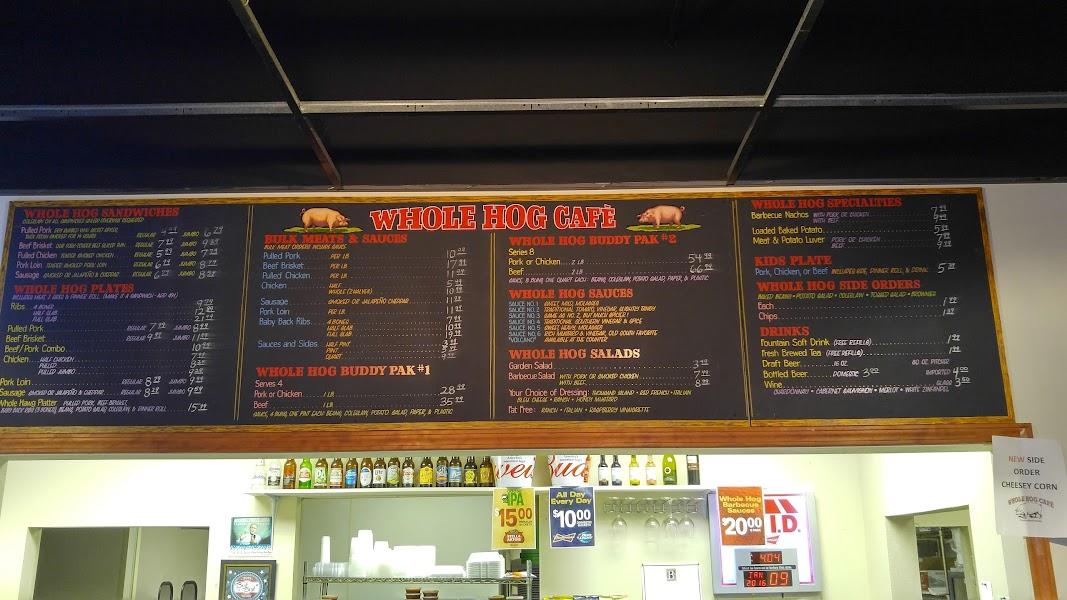 Menu at Whole Hog Cafe, Bentonville, SE Walton Blvd #46