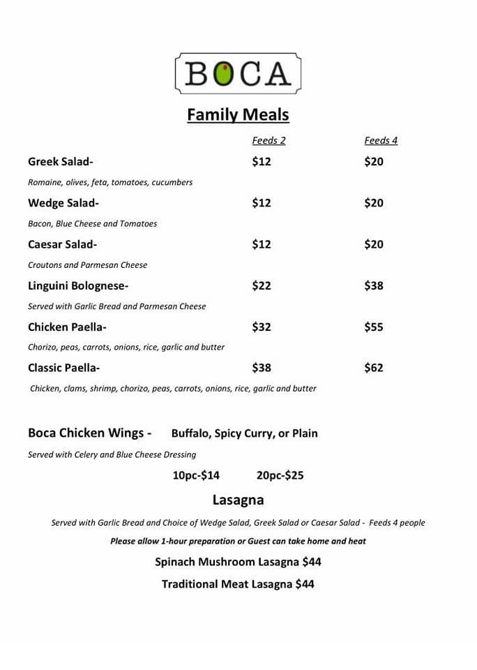 Menu at Boca pub & bar, Hickory