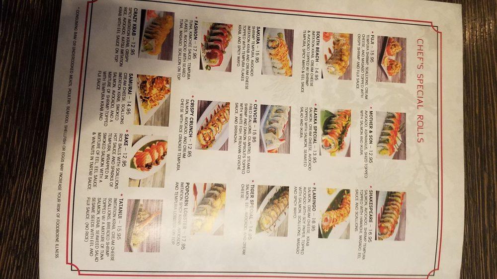 Menu at Japan Inn restaurant, Weston