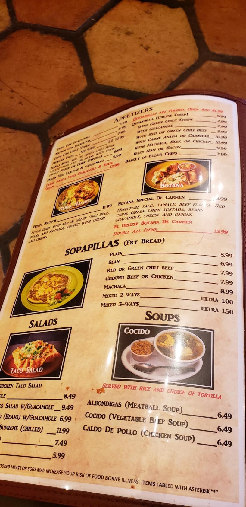 Carta del restaurante The Original La Canasta Mexican Food, Phoenix