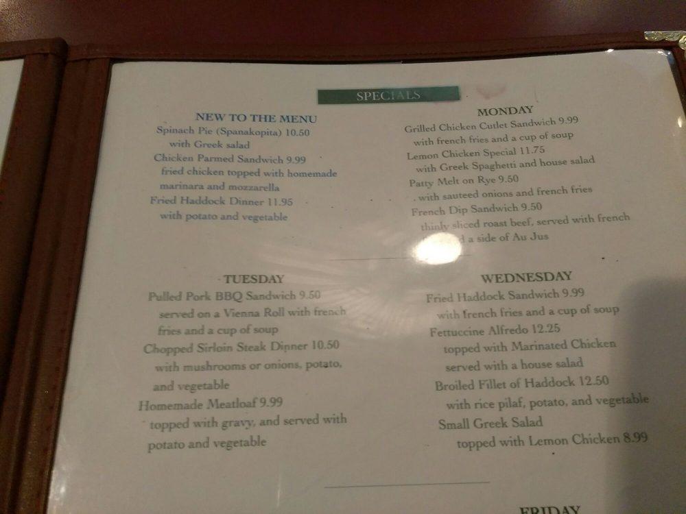 Menu at Park Diner restaurant, Binghamton