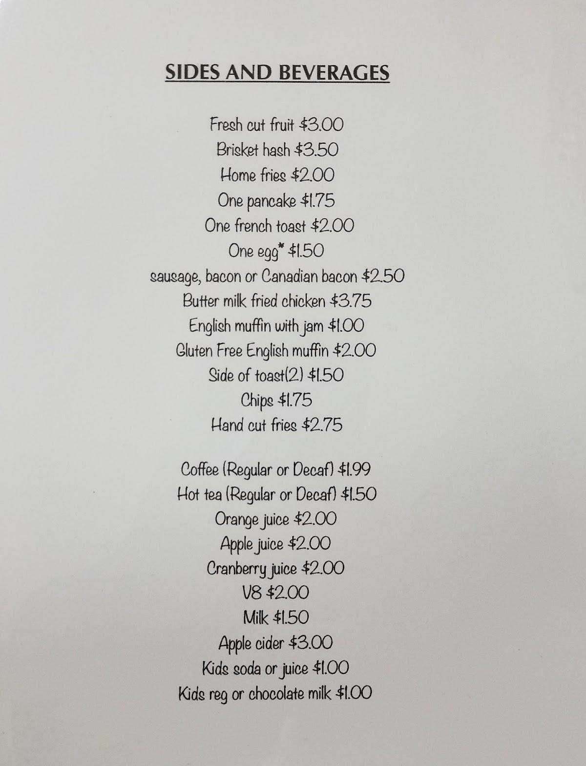 Menu at Percy's Table restaurant, Standish