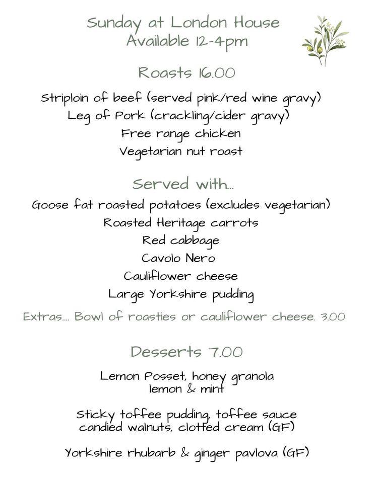 Menu at The Kitchen@London House restaurant, Ventnor