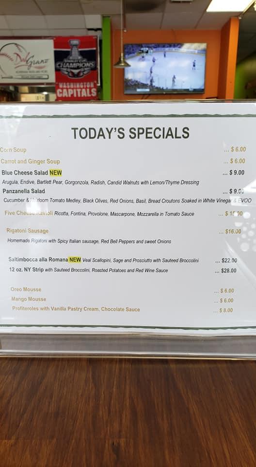 Menu at Dal Grano restaurant, McLean
