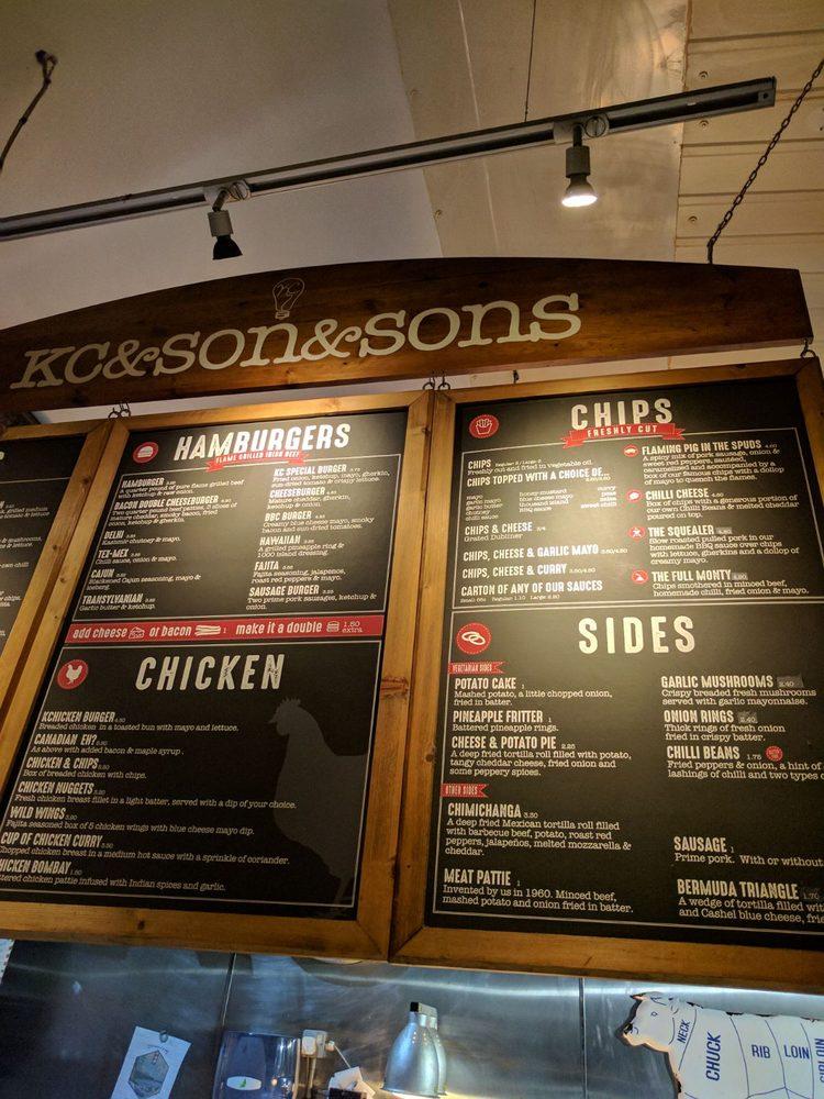 Menu at KC & Son & Sons fast food, Cork