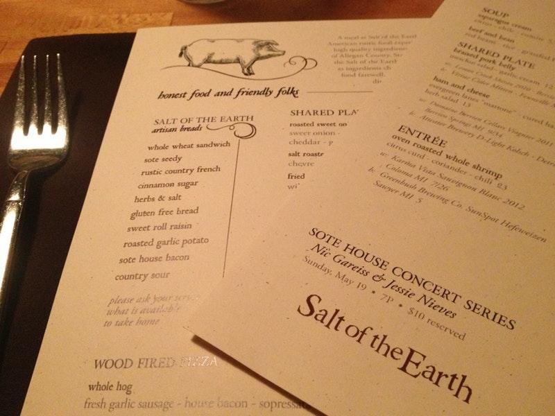 Menu at Salt of The Earth pub & bar, Fennville