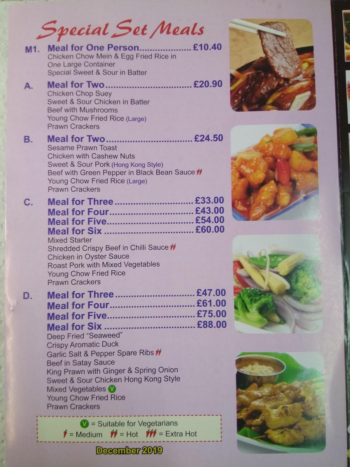 Menu at Sheung Moon restaurant, Southampton