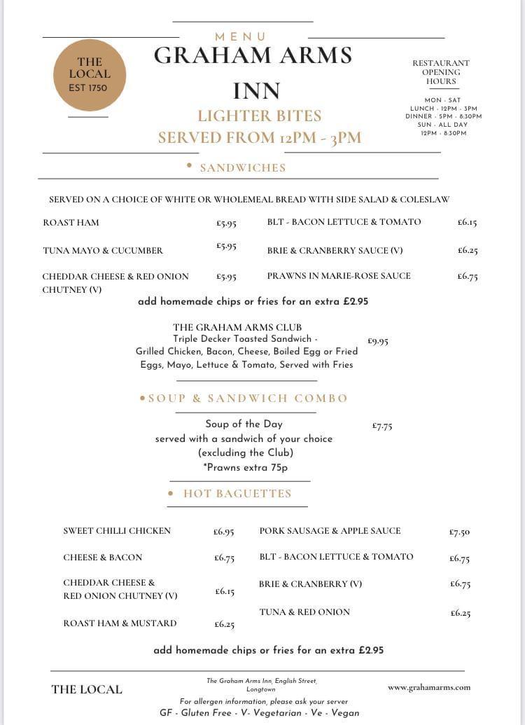 Menu at Graham Arms Inn pub & bar, Rockcliffe