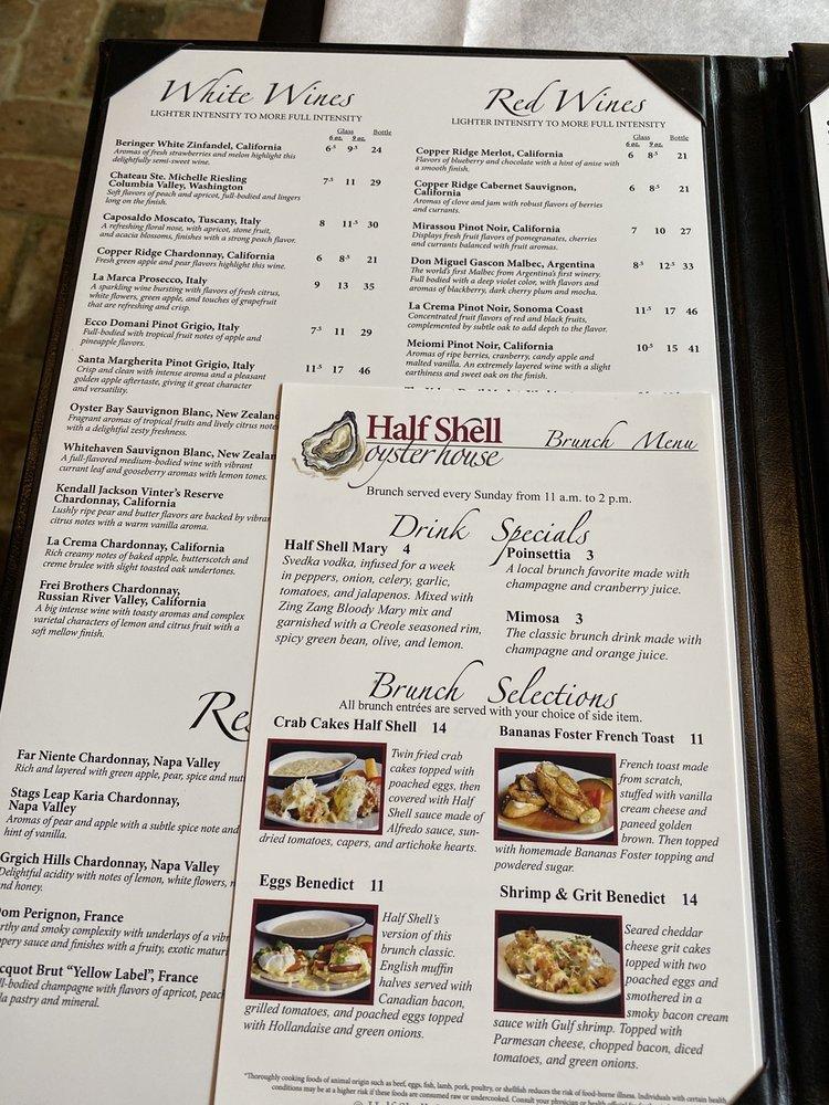 Menu at Half Shell Oyster House Birmingham restaurant, Birmingham