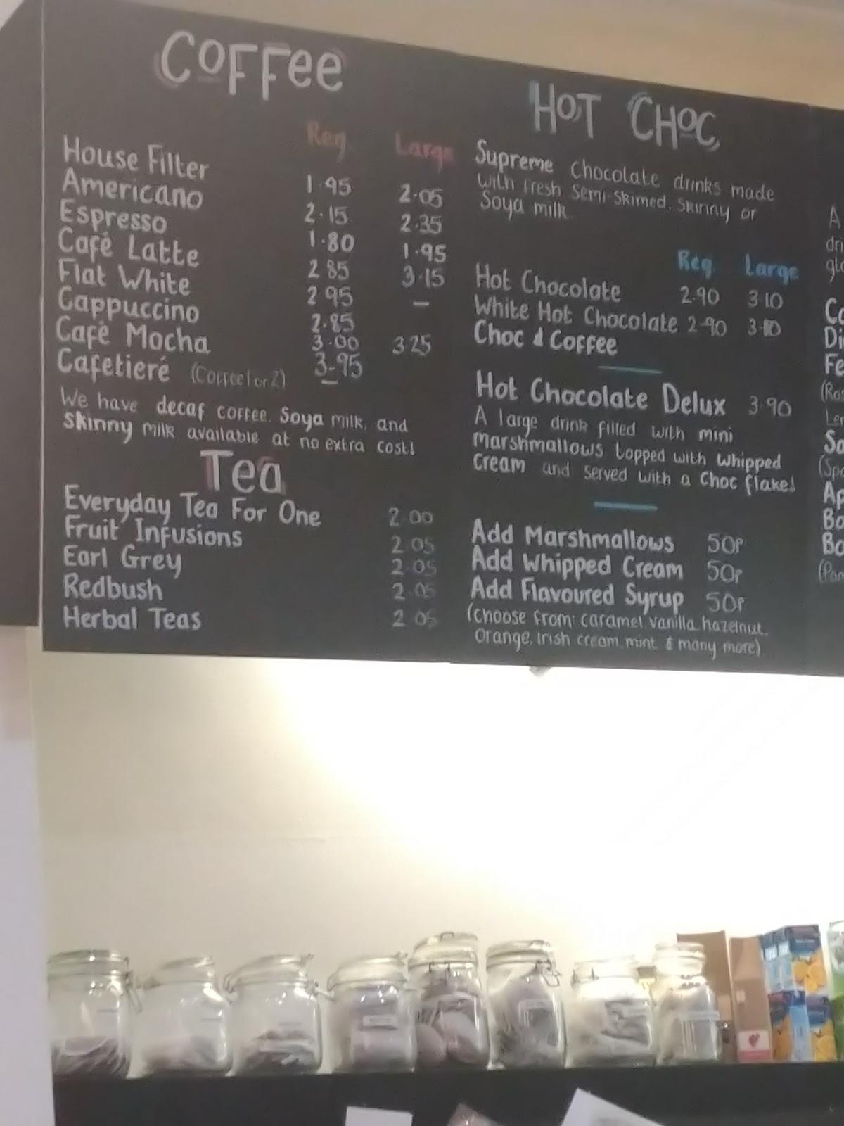 Menu at Mocca Moocho cafe, Wakefield