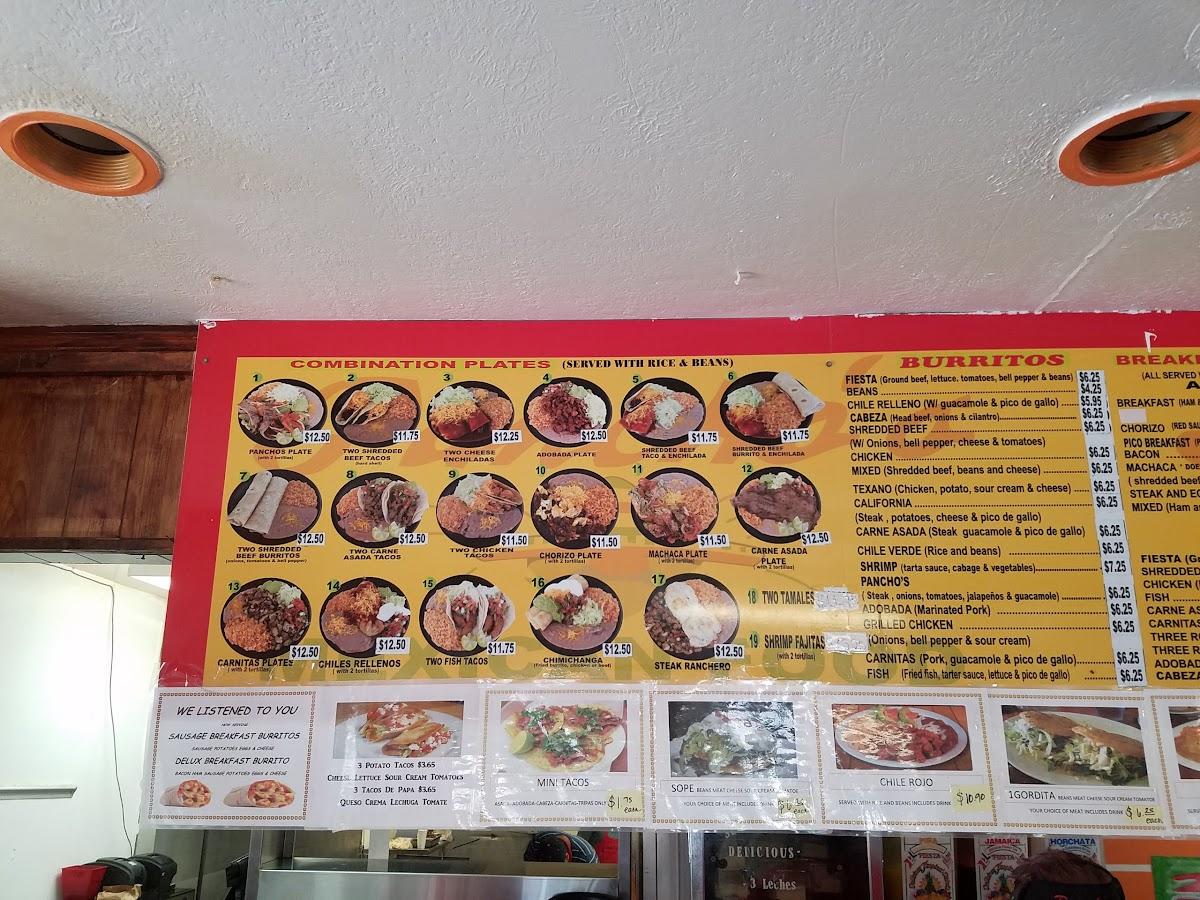 Menu at Mexican Taco Shop restaurant, Junction City