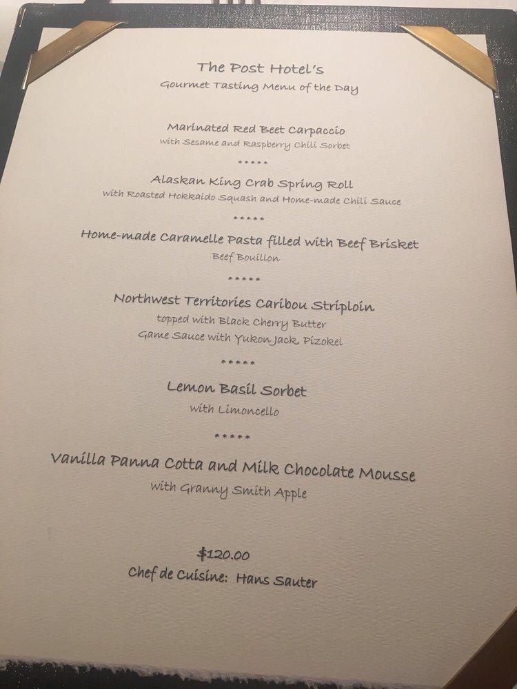 Menu at Post Hotel Dining Room Lake Louise restaurant, Lake Louise, 200 ...