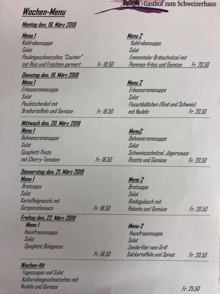 Carta de Gasthof zum Schweizerhaus, Gommiswald