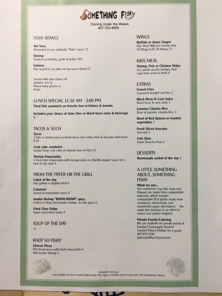 Menu at Something Fishy Apopka restaurant, Apopka, E Semoran Blvd A