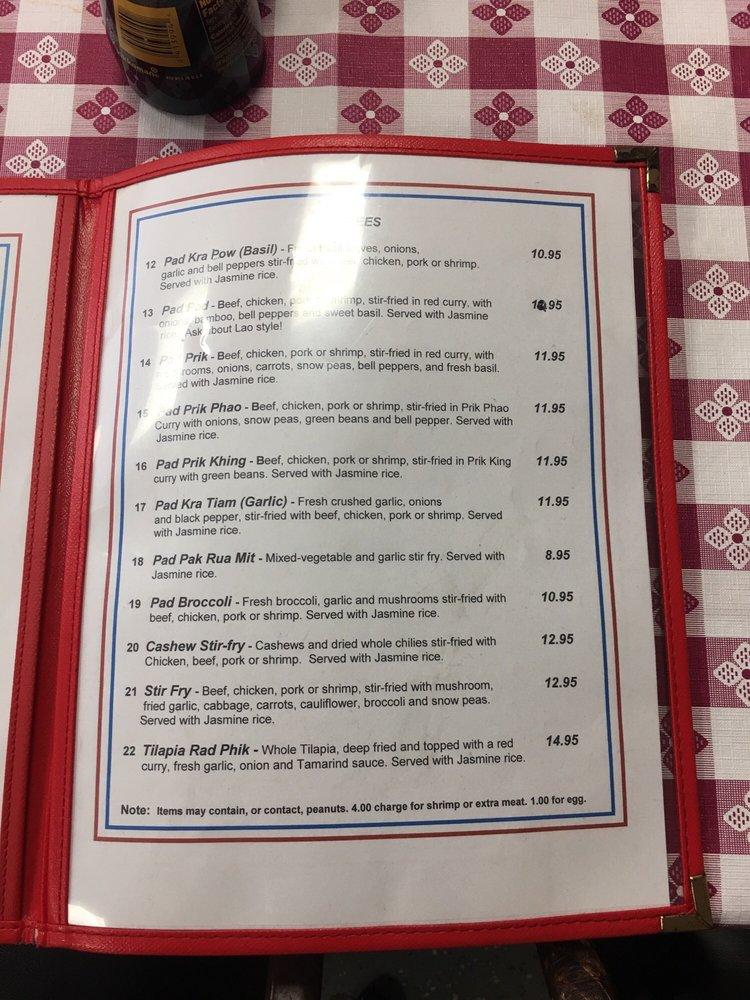 Menu at Thai-Esan Restaurant, Spring Lake