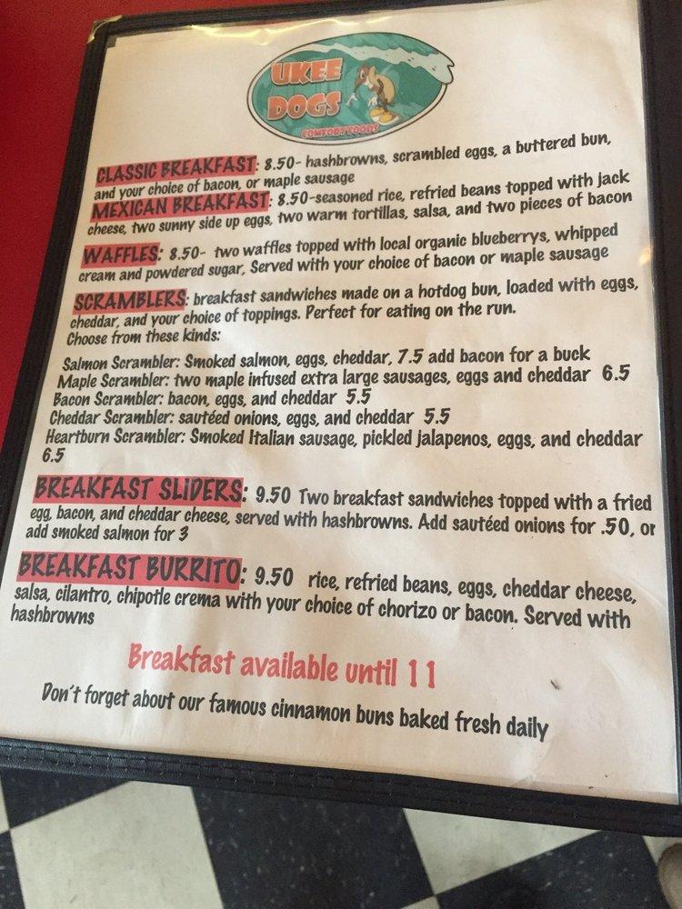 Menu at Ukee Dogs Taqueria restaurant, Ucluelet