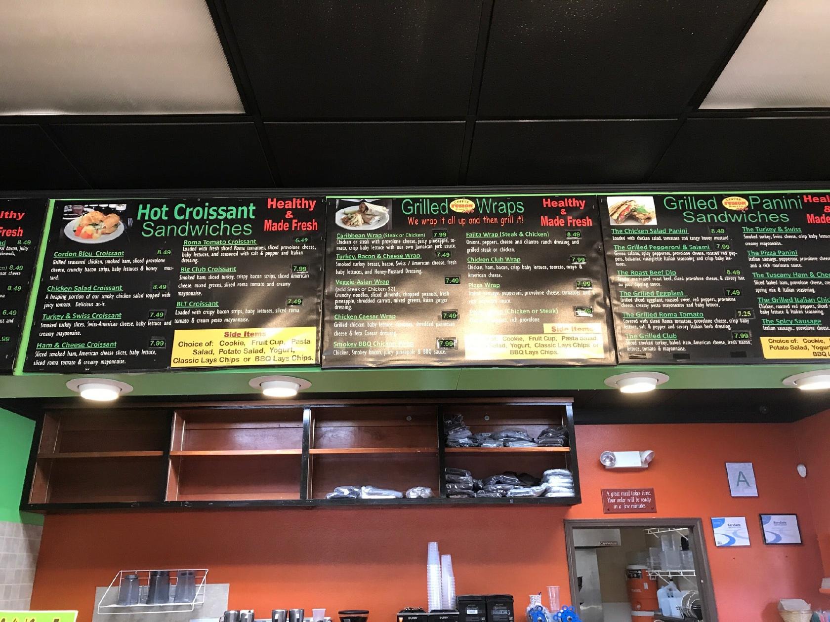 Menu at Coffee Fusion restaurant, Ocean Springs