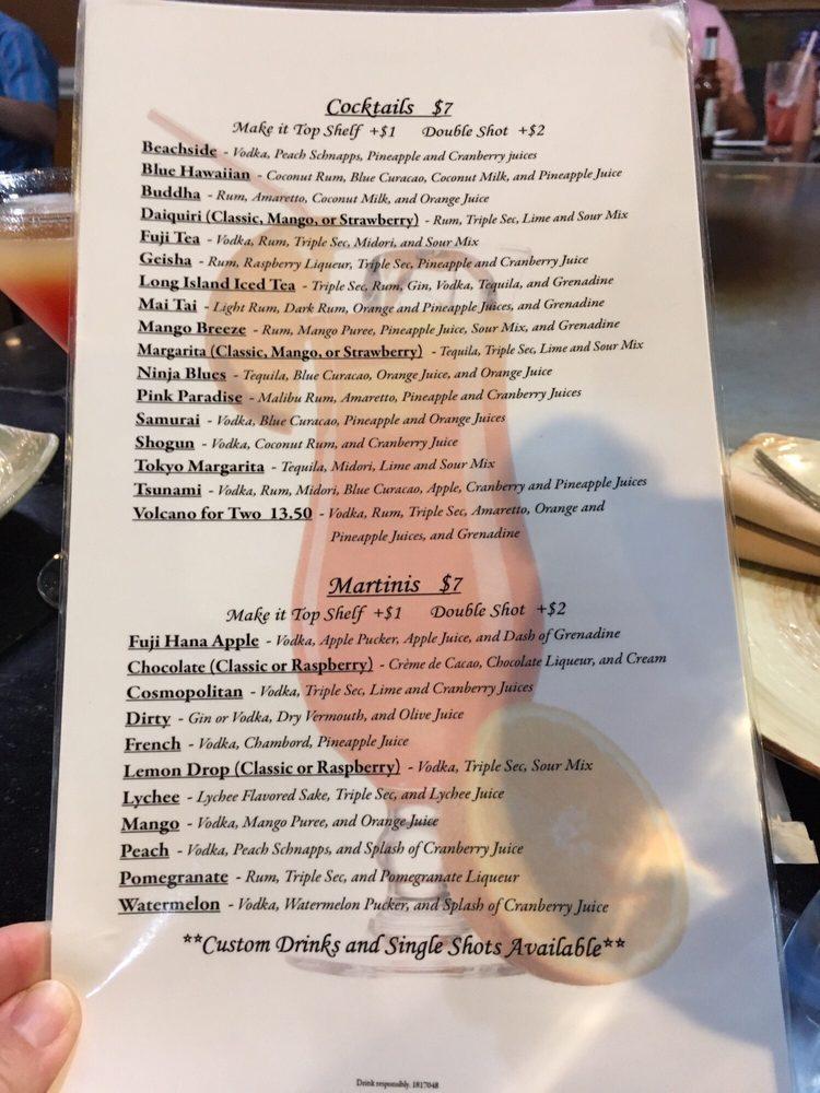 Menu at Fuji Hana Sushi Bar and Hibachi Steakhouse, Gretna