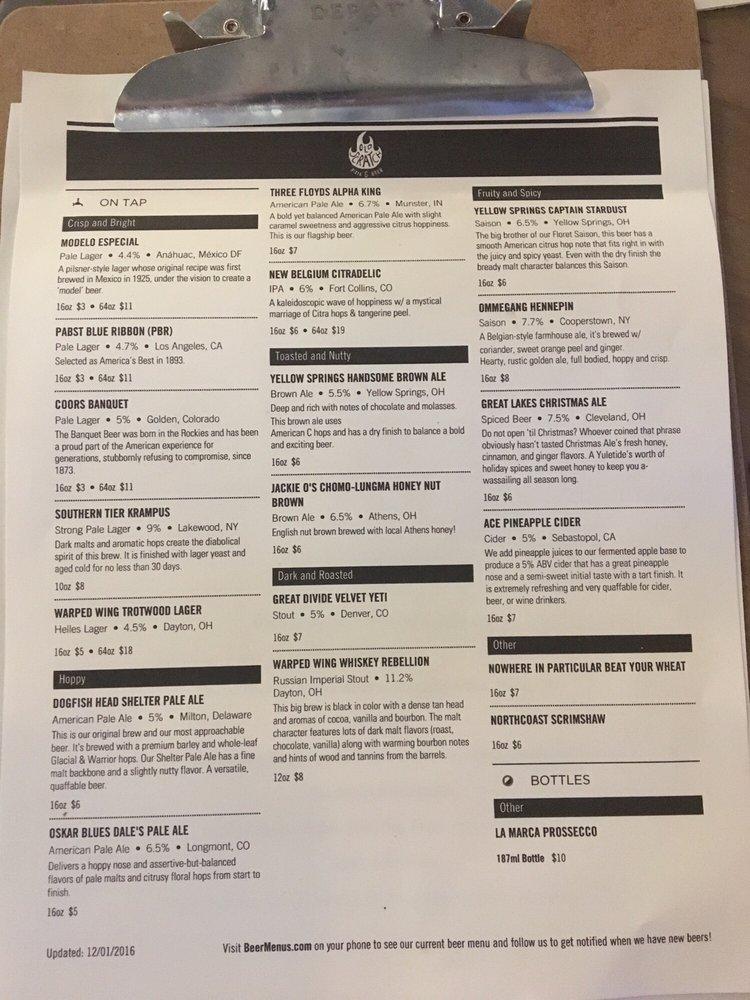 Menu at Old Scratch Pizza & Beer pub & bar, Dayton, 812 S Patterson Blvd