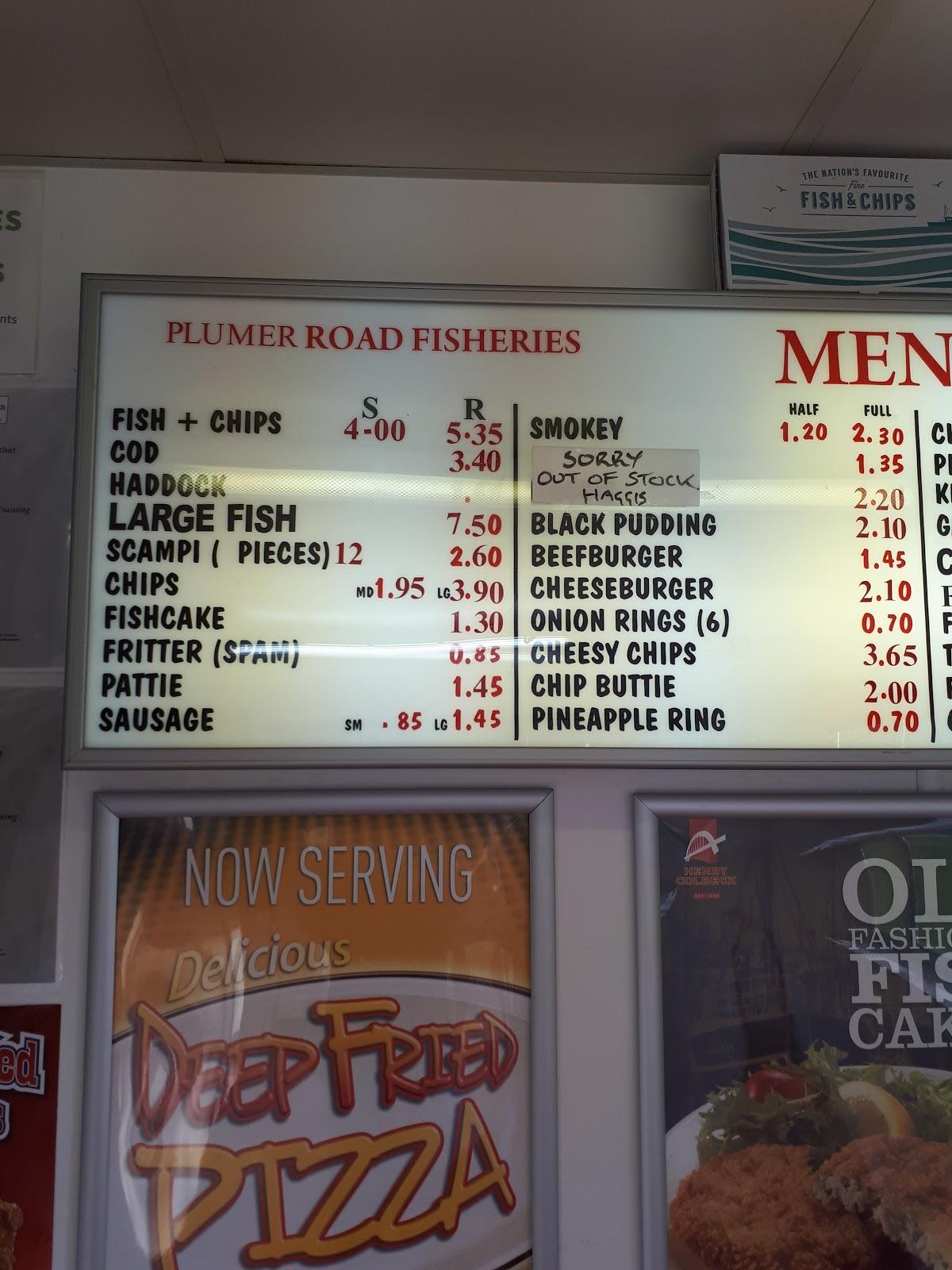 Menu at Plumer Road Fish & Chip Shop fast food, Hipswell