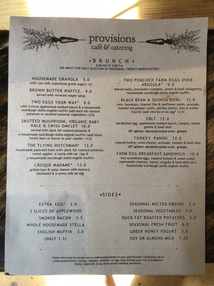 Menu at Provisions at the Barber Shop, Ridgway