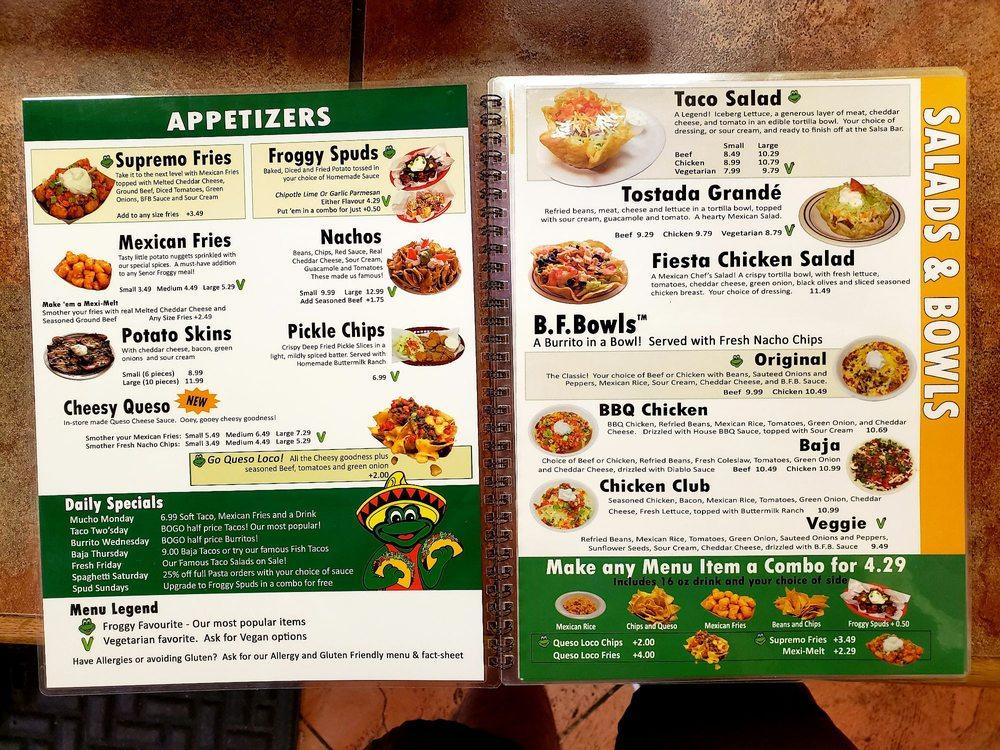 Carta de Senor Froggy Restaurant Lansdowne St., Kamloops, 450 Lansdowne ...