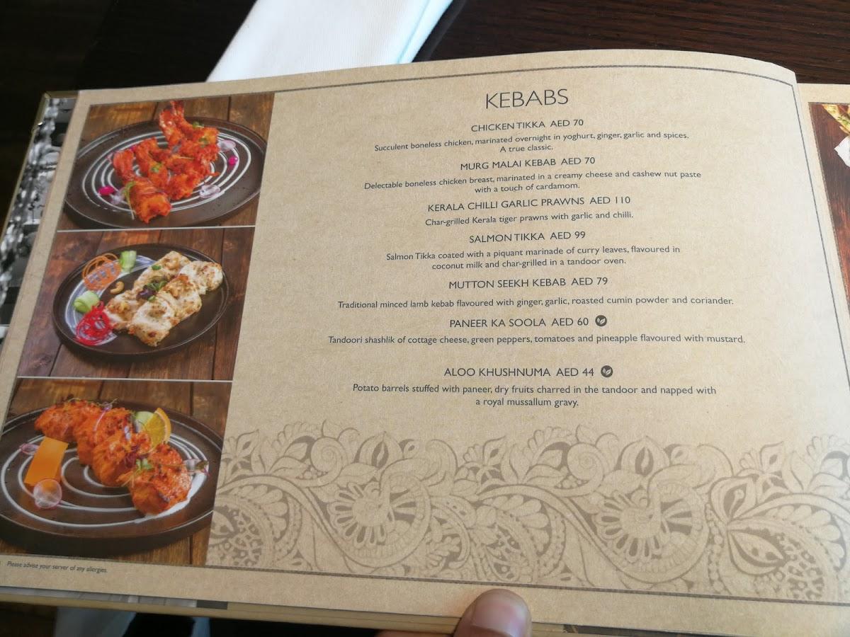 Carta del restaurante Asha's, Abu Dabi, Yas Mall