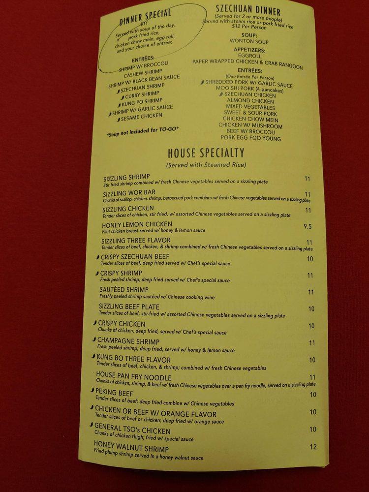 Menu at China Chef restaurant, Fernley