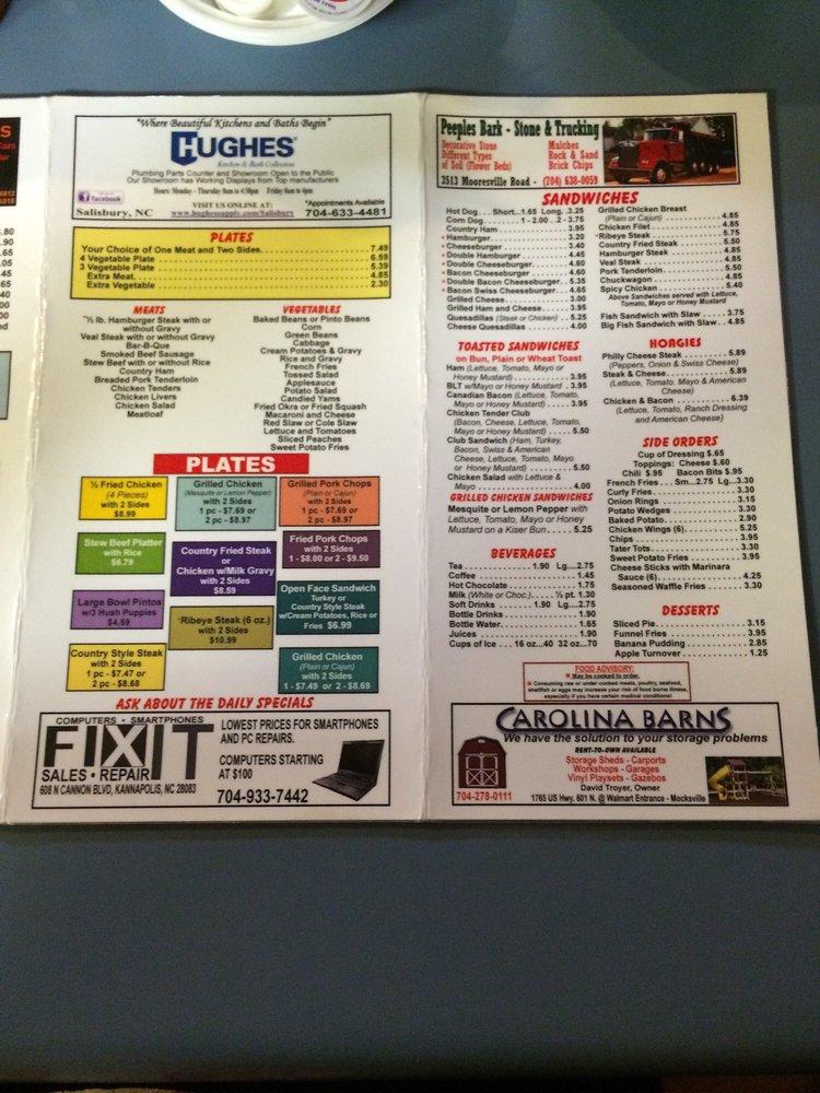 Menu at Johnson's Restaurant, China Grove