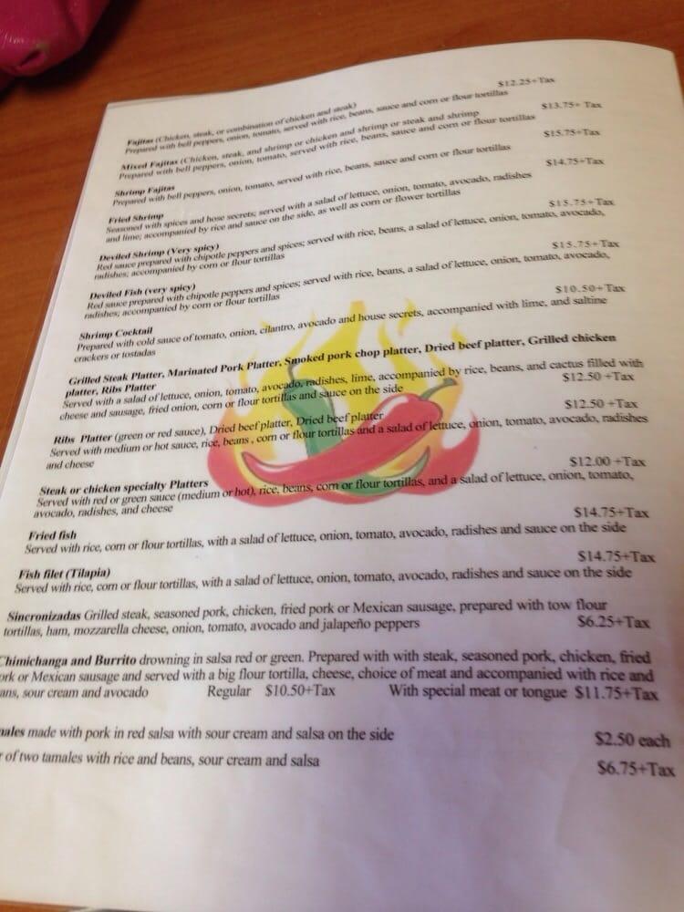 Menu at La Peña Mexicana restaurant, Kennett Square